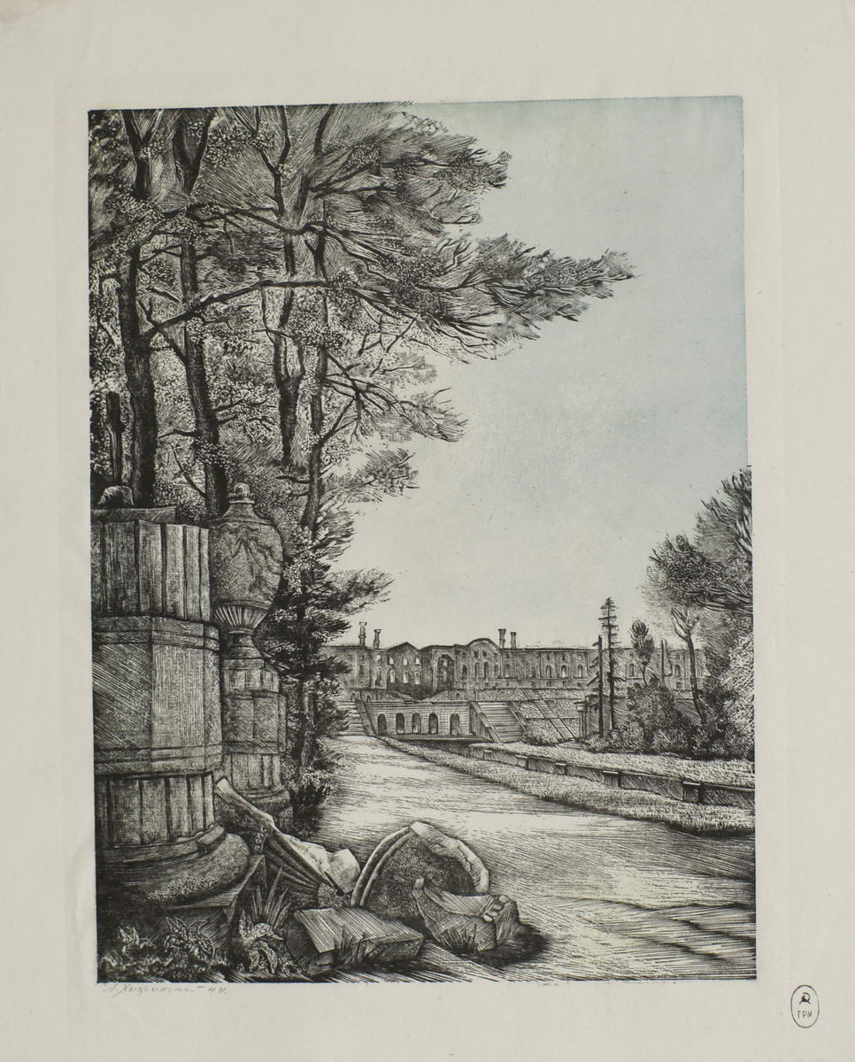 Хижинский Л. С. Петродворец. Общий вид дворца после пожара - Virtual ...